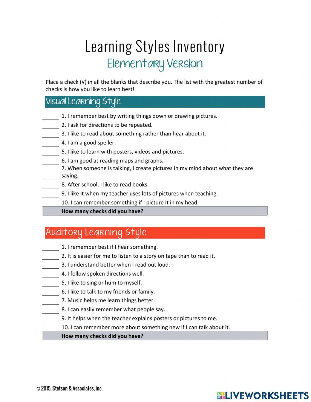 elementary learning inventory