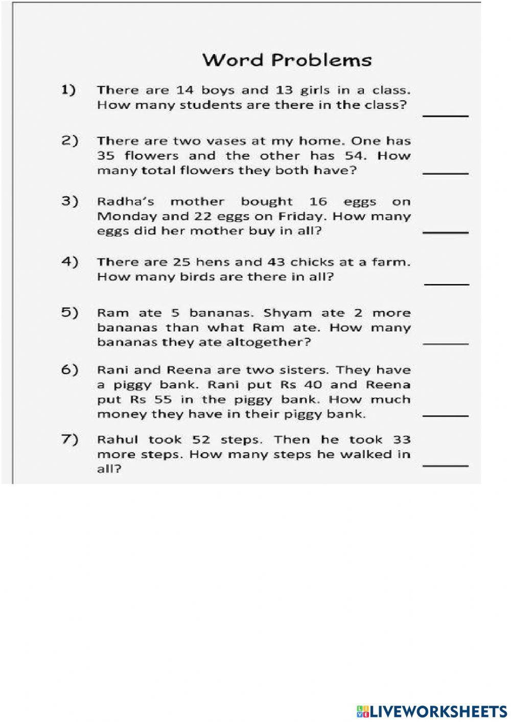 Addition substraccion worksheet | Live Worksheets