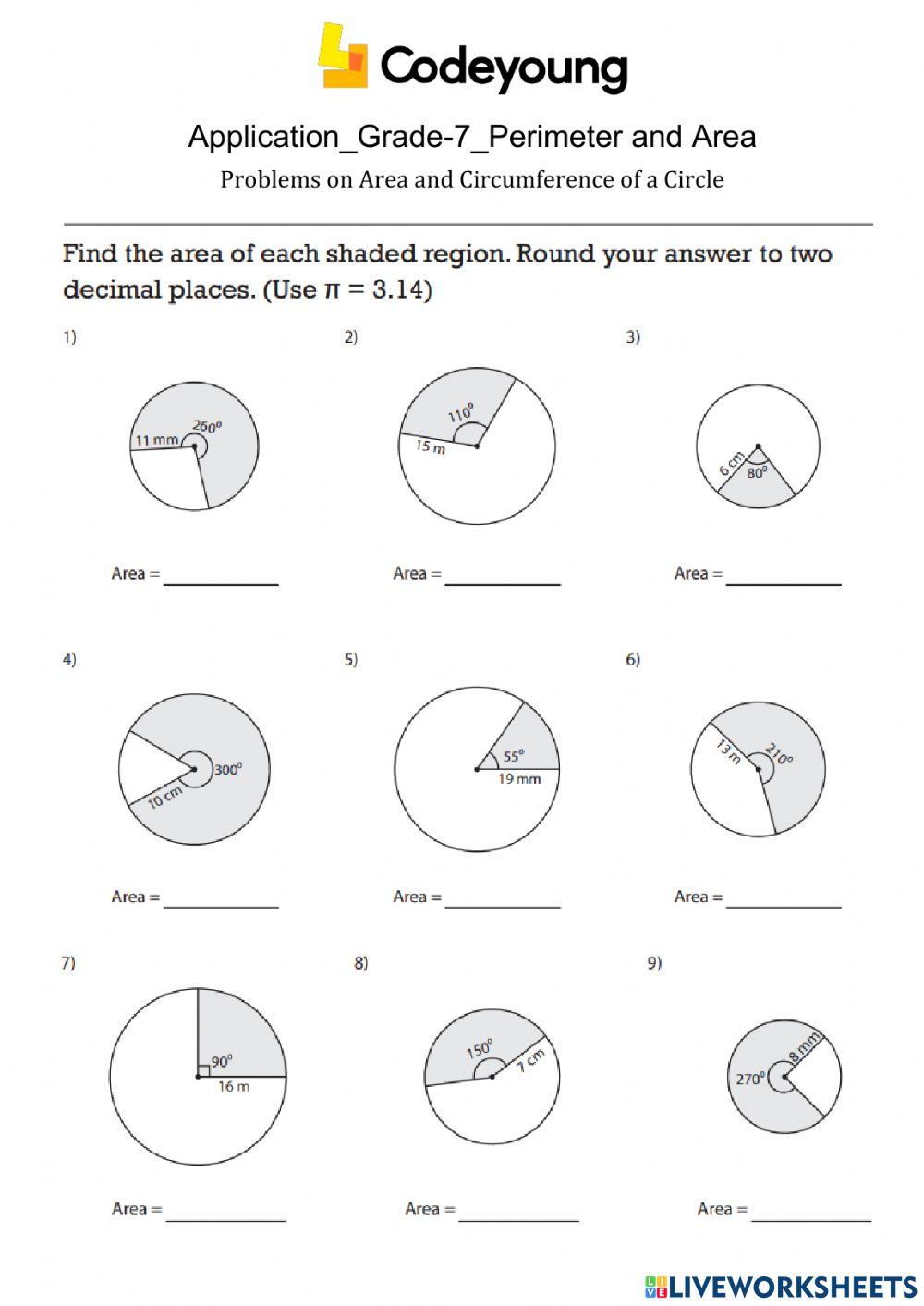 Problems on Area and Circumference of a Circle