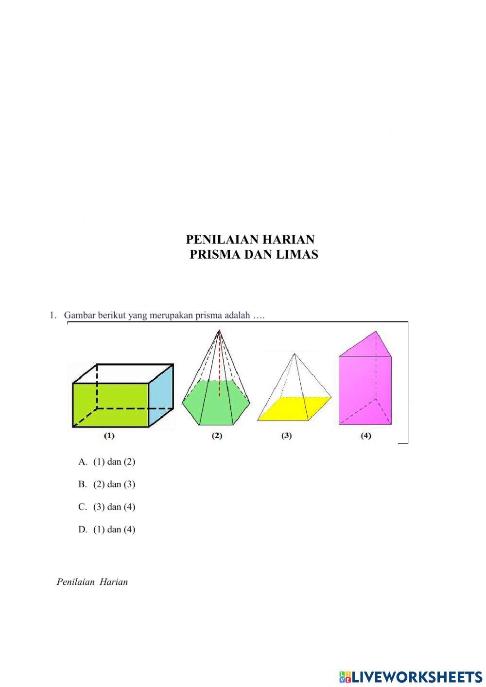 Prisma dan Limas 8 worksheet | Live Worksheets