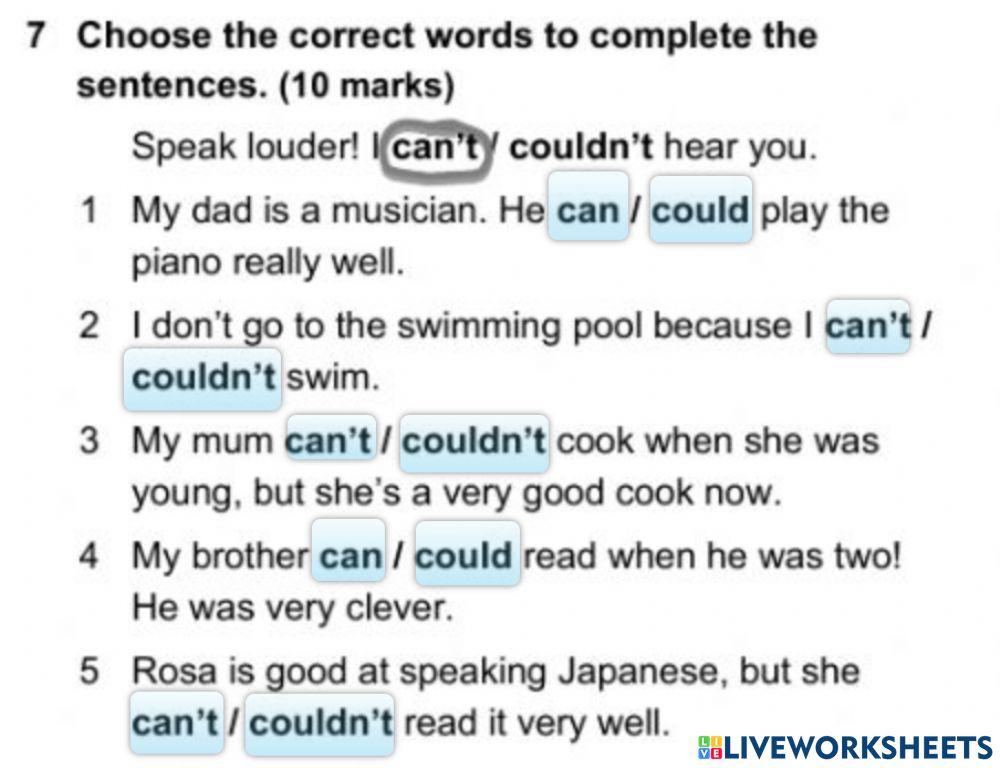 can-could online exercise for | Live Worksheets
