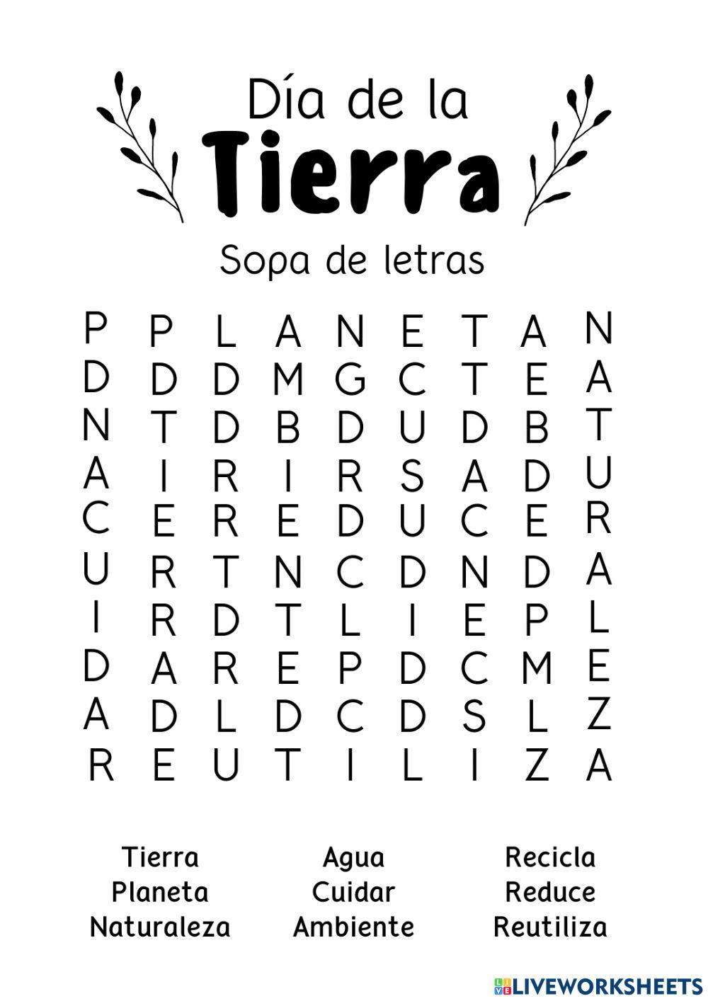 sopa de letra tierra 2868249 | Elizamunozg | Live