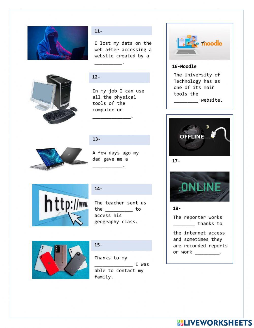 Informatic vocabulary and pronunciation worksheet | Live Worksheets
