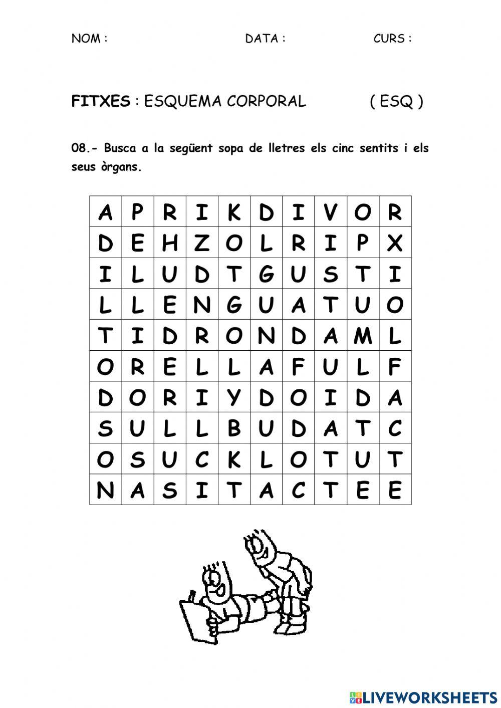 ESQ - Esquema corporal 08 worksheet | Live Worksheets