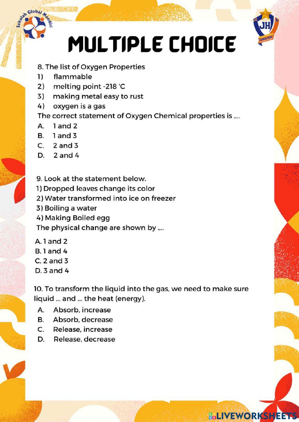 States of Matter, Quantities worksheet | Live Worksheets