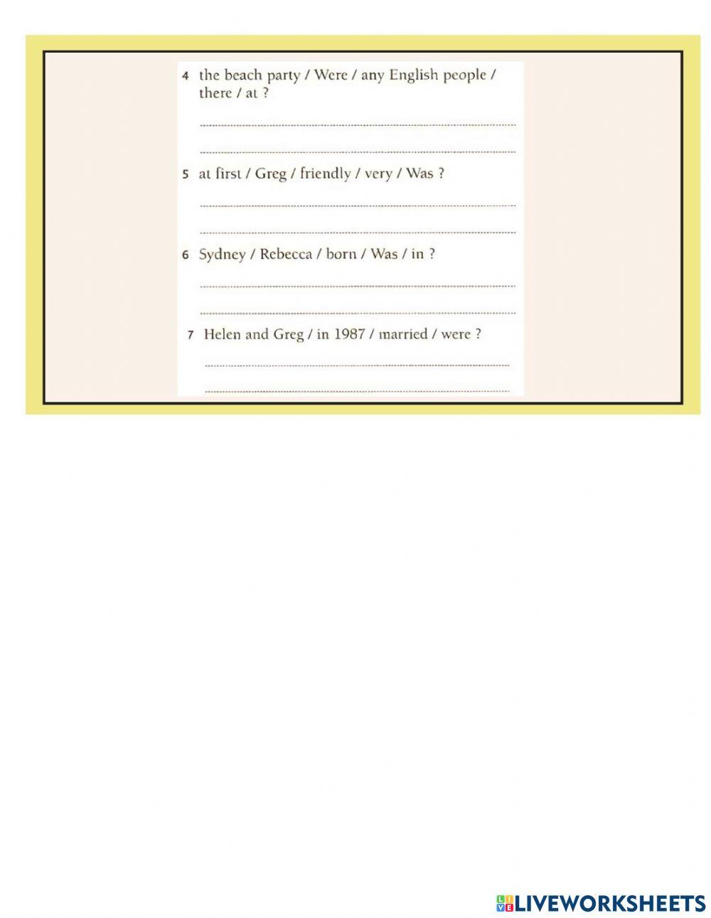 Was-were questions activity | Live Worksheets