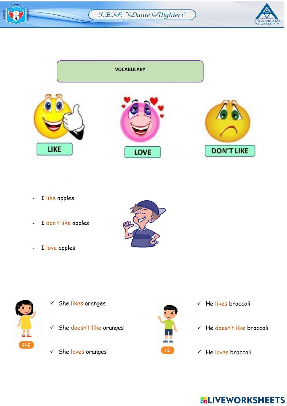My preferences | Free Interactive Worksheets | 2121790