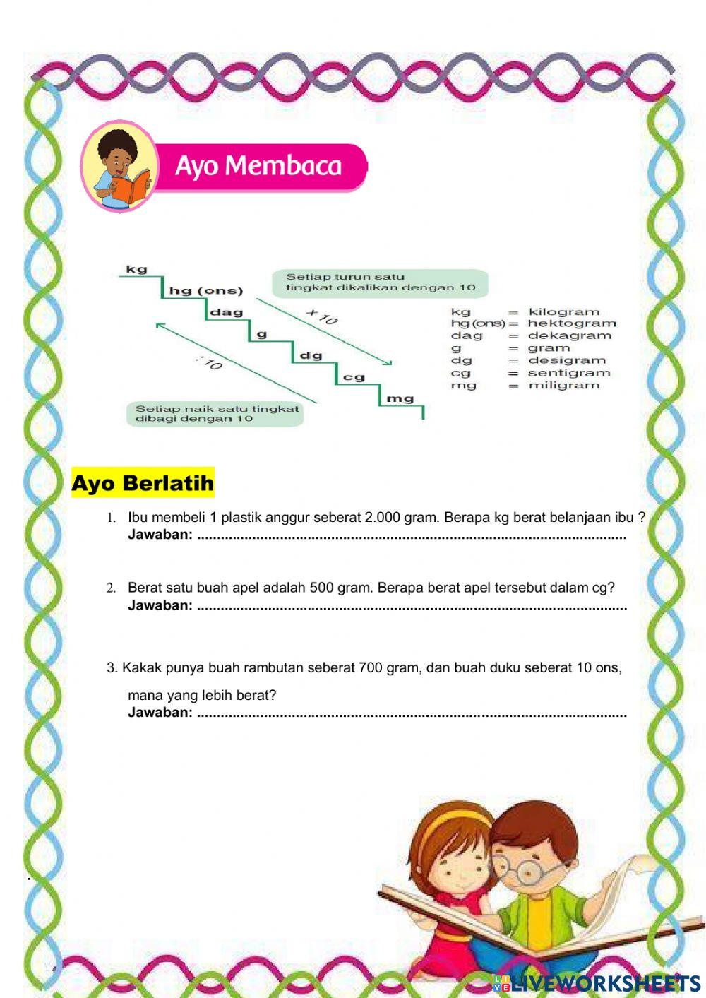Satuan berat baku interactive worksheet | Live Worksheets