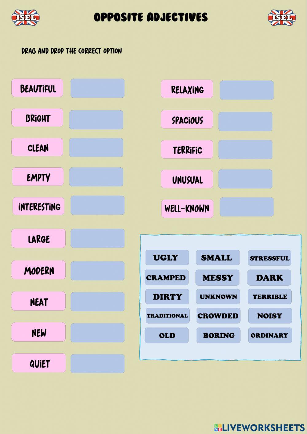 Opposite adjectives 2122367 | yetayetisima