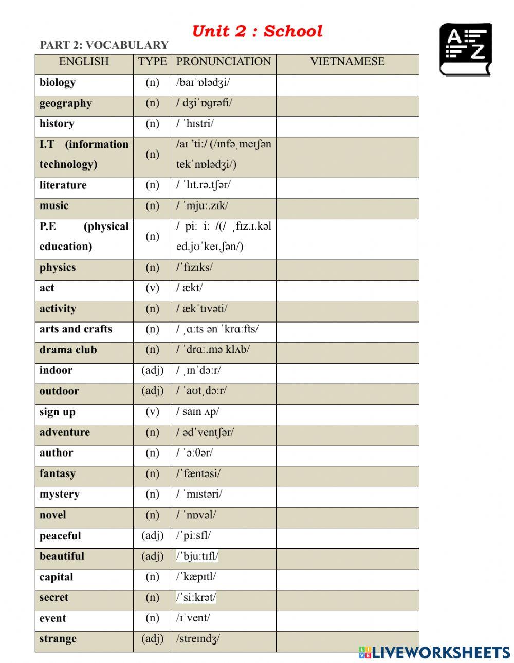 U6-ilsw-Unit 2 … | Free Interactive Worksheets | 2122059