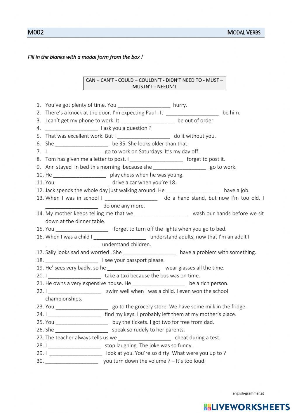 2122432 | Modal Verbs | bonnie81 | LiveWorksheets