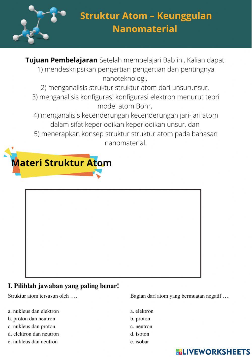 Atom 10 activity | Live Worksheets