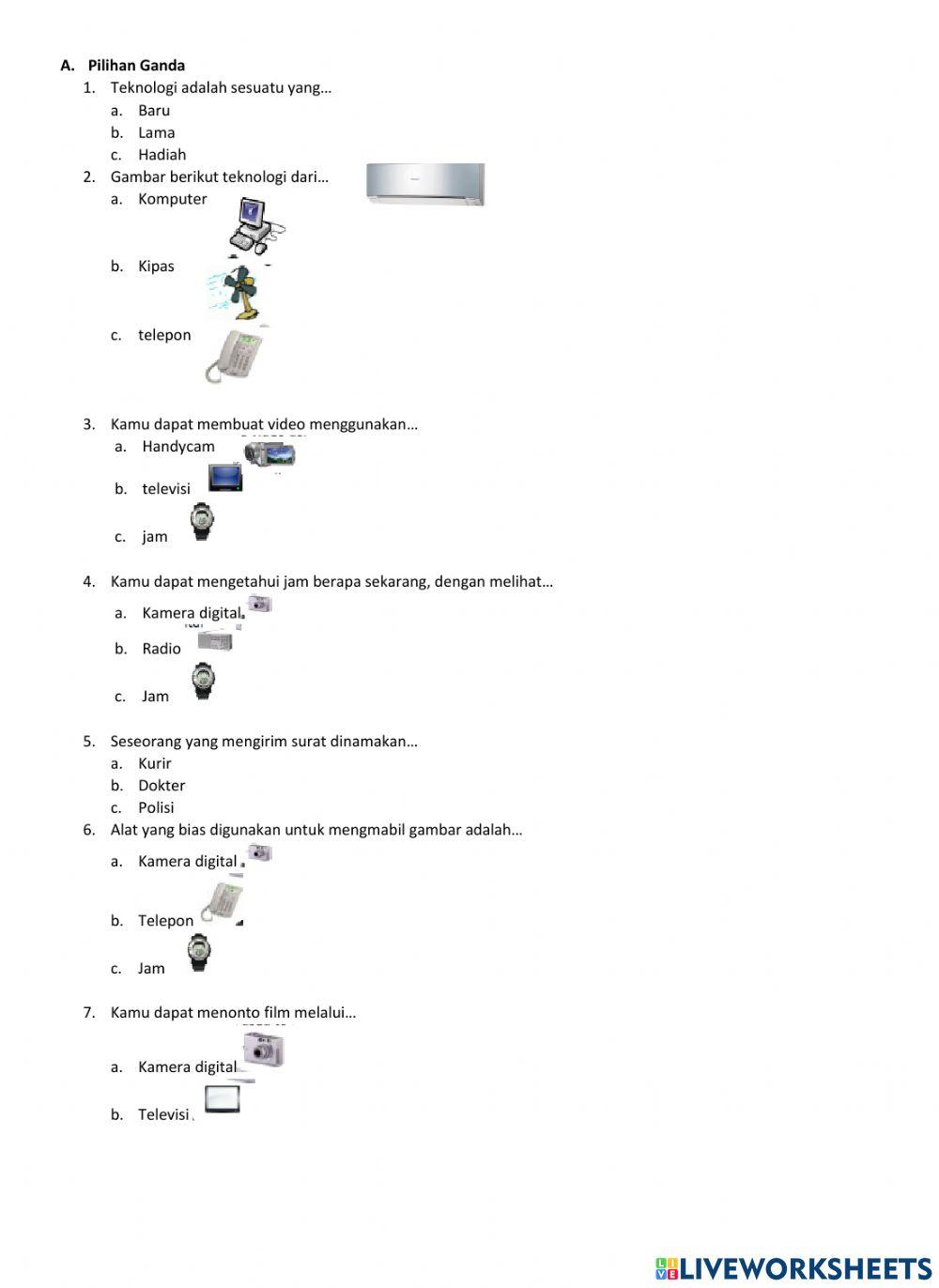 Mengenal teknologi TIK worksheet | Live Worksheets