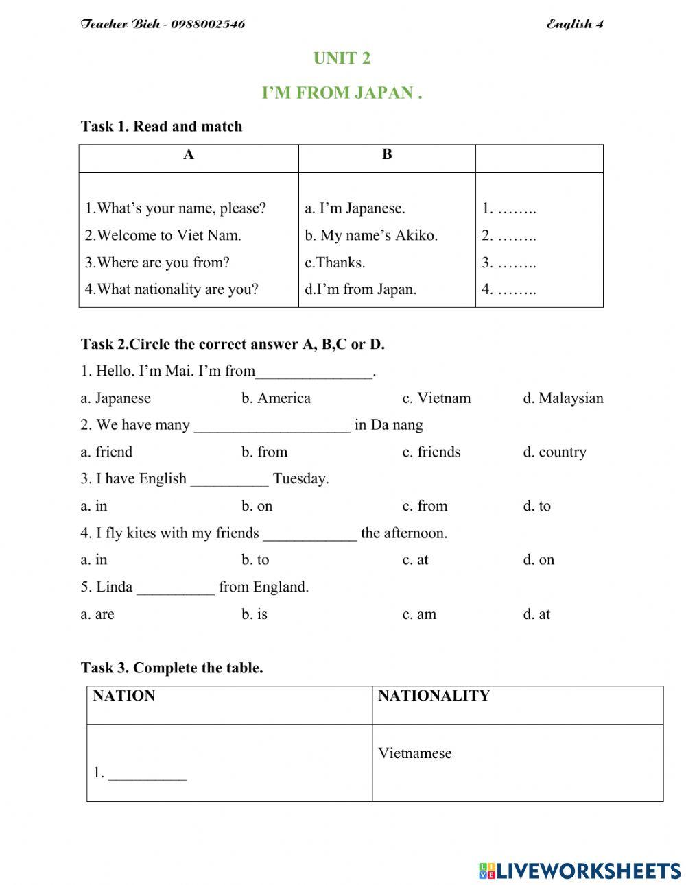 E4 - u2 interactive worksheet | Live Worksheets