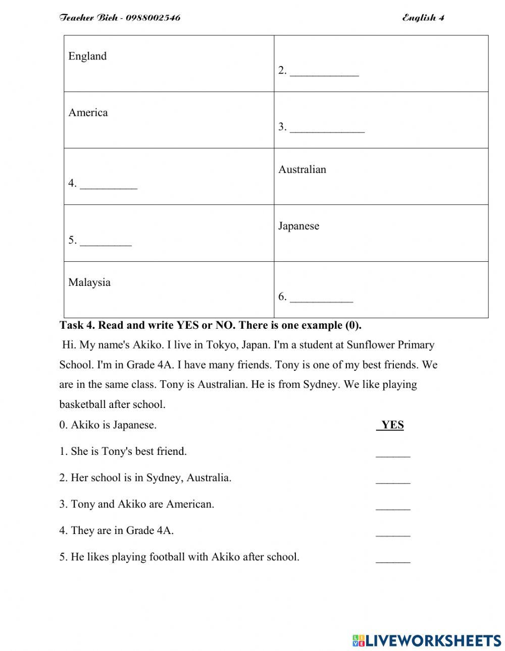 E4 - u2 interactive worksheet | Live Worksheets