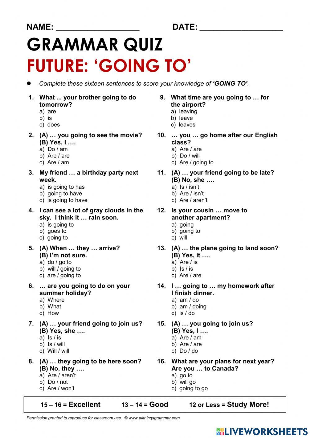 Going to online exercise for BEGINNERS | Live Worksheets