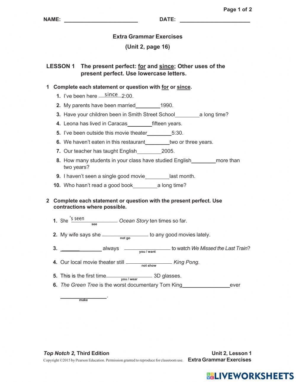 Course-7-unit2-exercise-1 Online Exercise For | Live Worksheets
