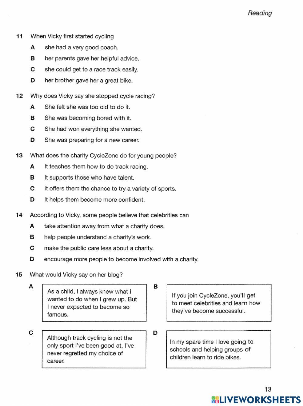 B1 Test 1 Reading online exercise for | Live Worksheets