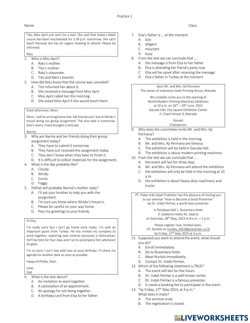 5352600 | Practice 1 | atmaja31 | LiveWorksheets