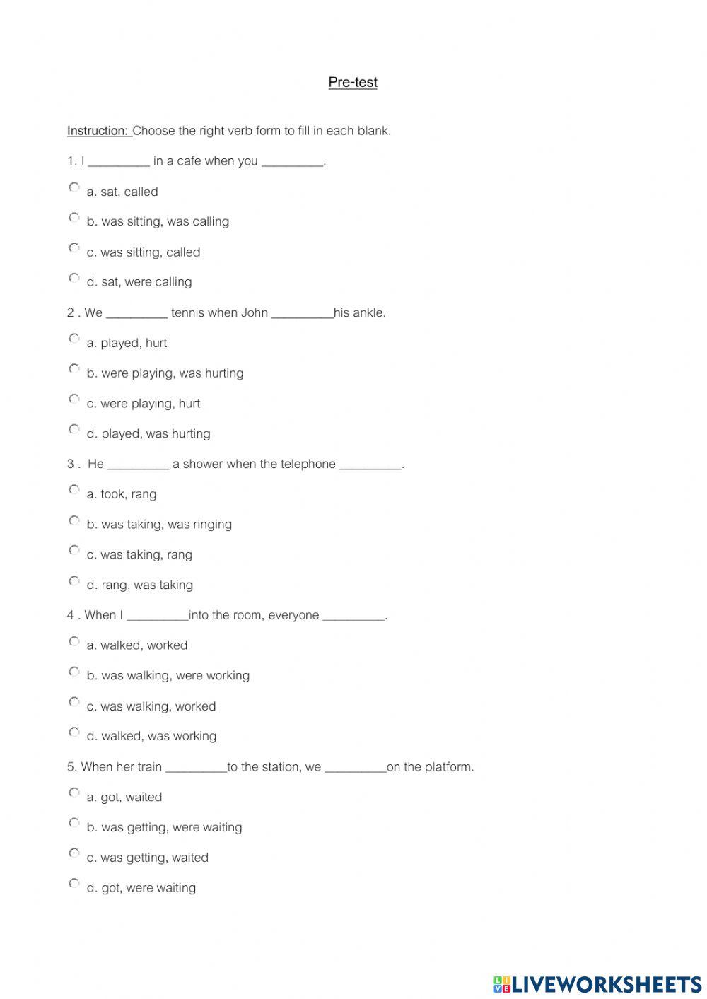 pretest online exercise for | Live Worksheets