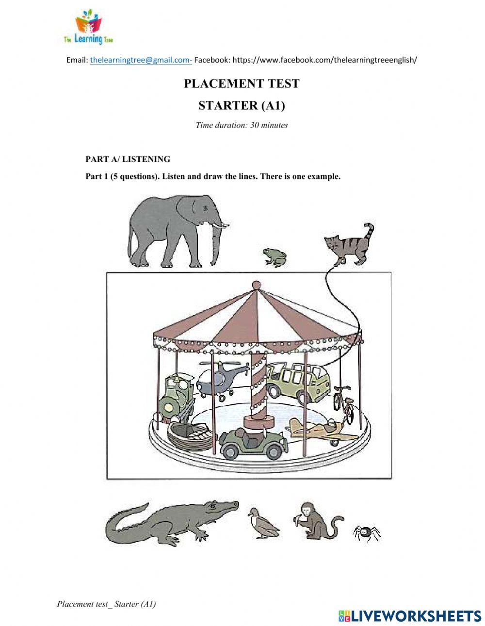 Placement Test Starter | LiveWorksheets | 2124193