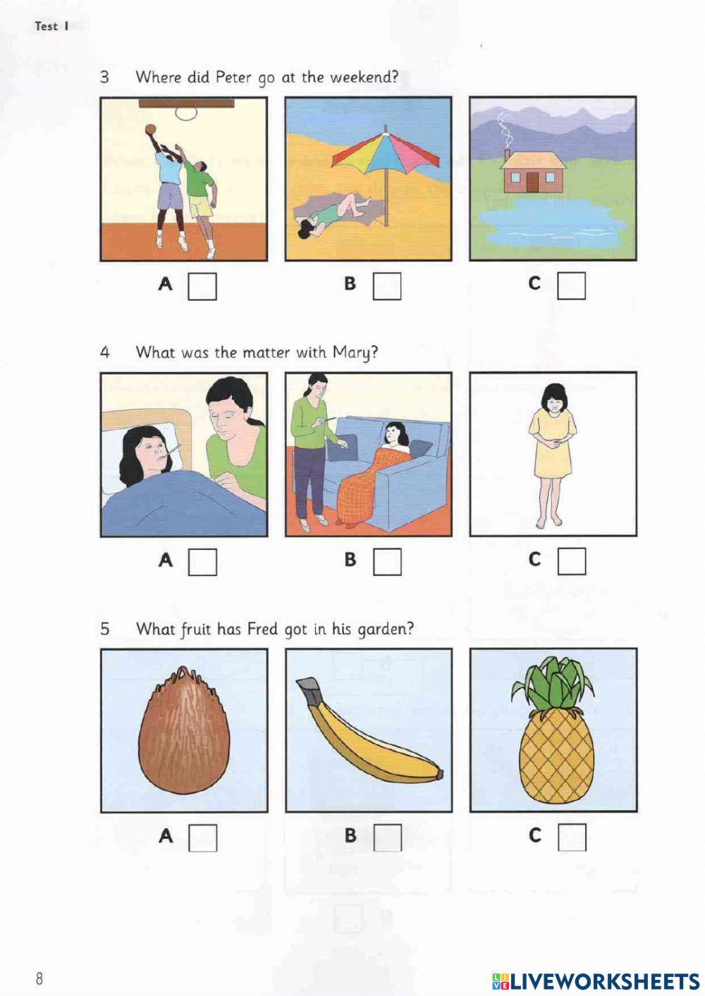 Listening test online exercise for grade 4 | Live Worksheets