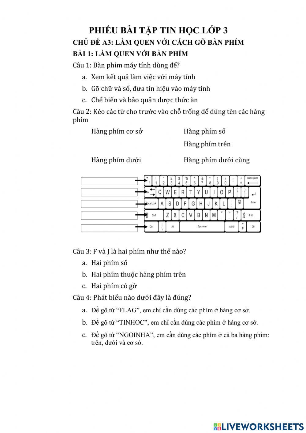LÀM QUEN VỚI BÀN PHÍM TIN HOC LOP 3 | Đàm Thị Liễu