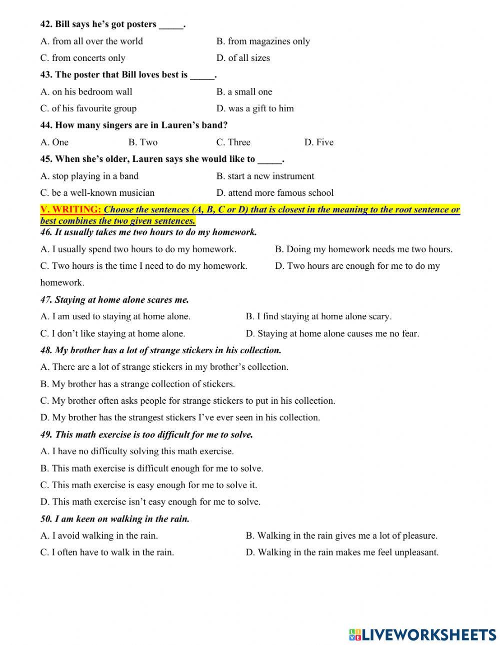 G7blobal-unit 1 (tn 50c) worksheet | Live Worksheets