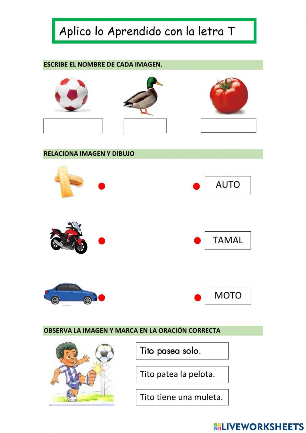 Letra t worksheet for PRIMER GRADO | Live Worksheets