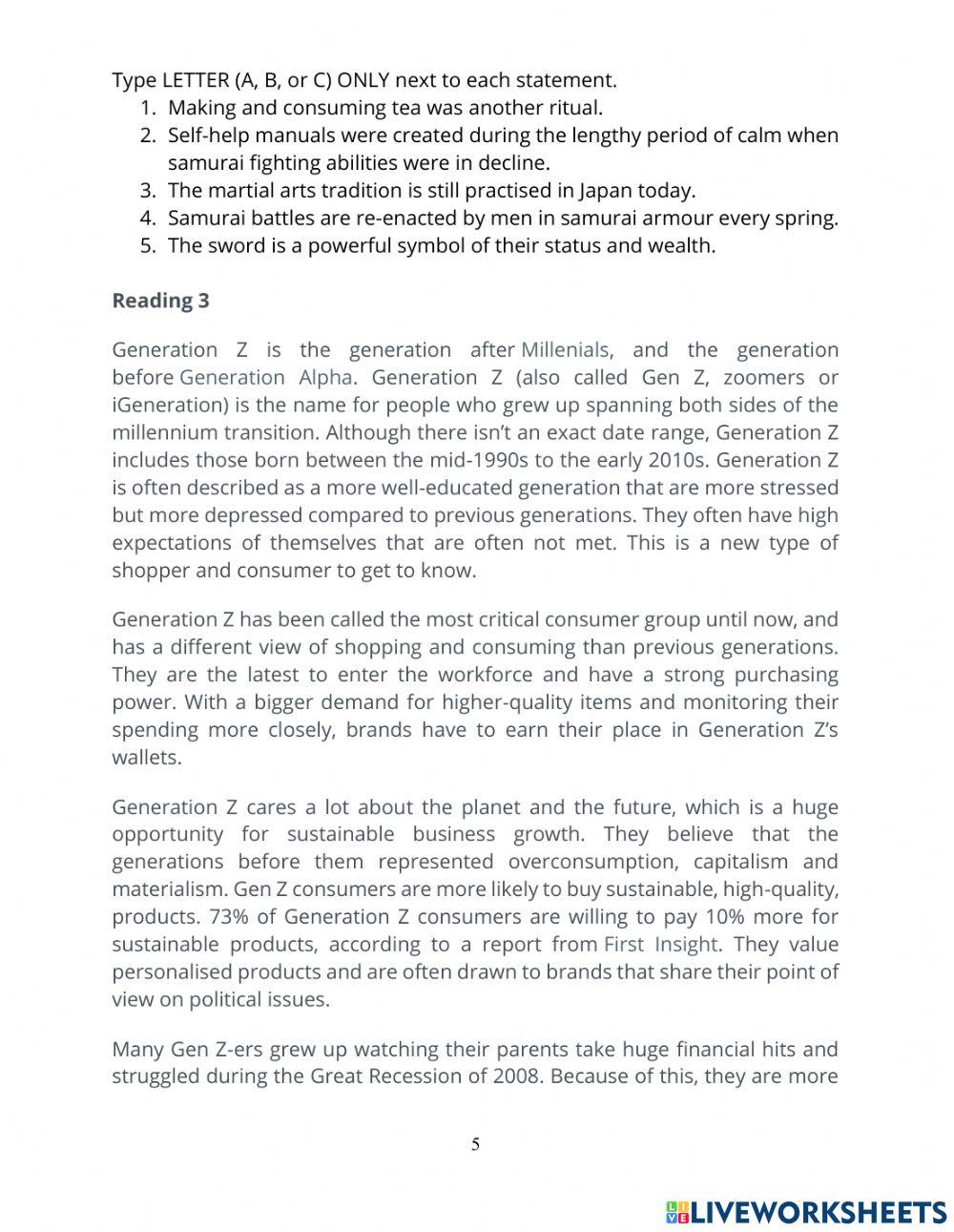 READING PRACTICE FOR FINAL - TRS501 online exercise for | Live Worksheets