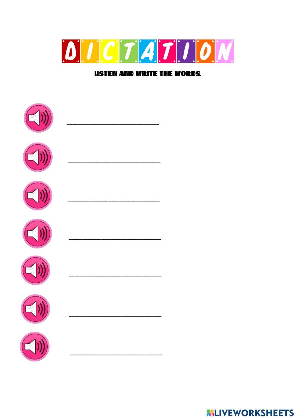 ONLINE DICTATION (Extra practice) worksheet | Live Worksheets