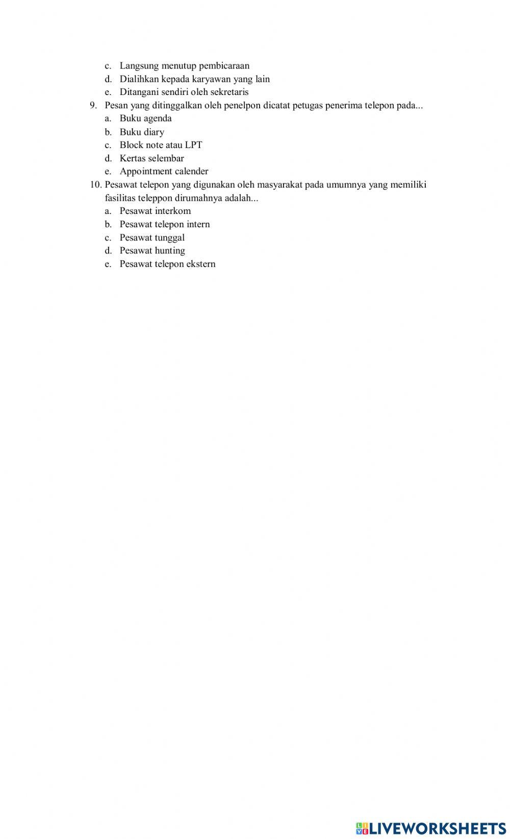 Ulangan harian online exercise for Kelas XI SMK | Live Worksheets