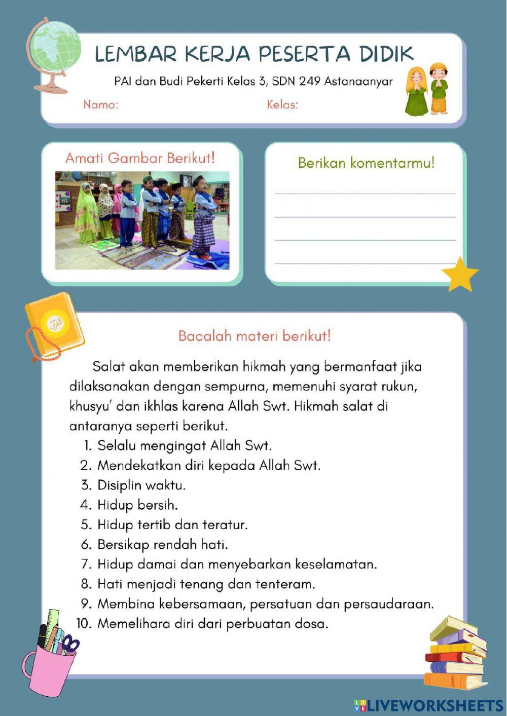 Hikmah Shalat interactive worksheet | Live Worksheets