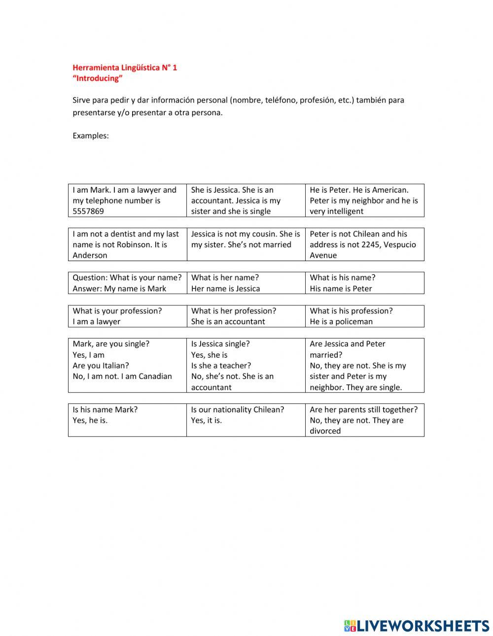 English tools worksheet | Live Worksheets