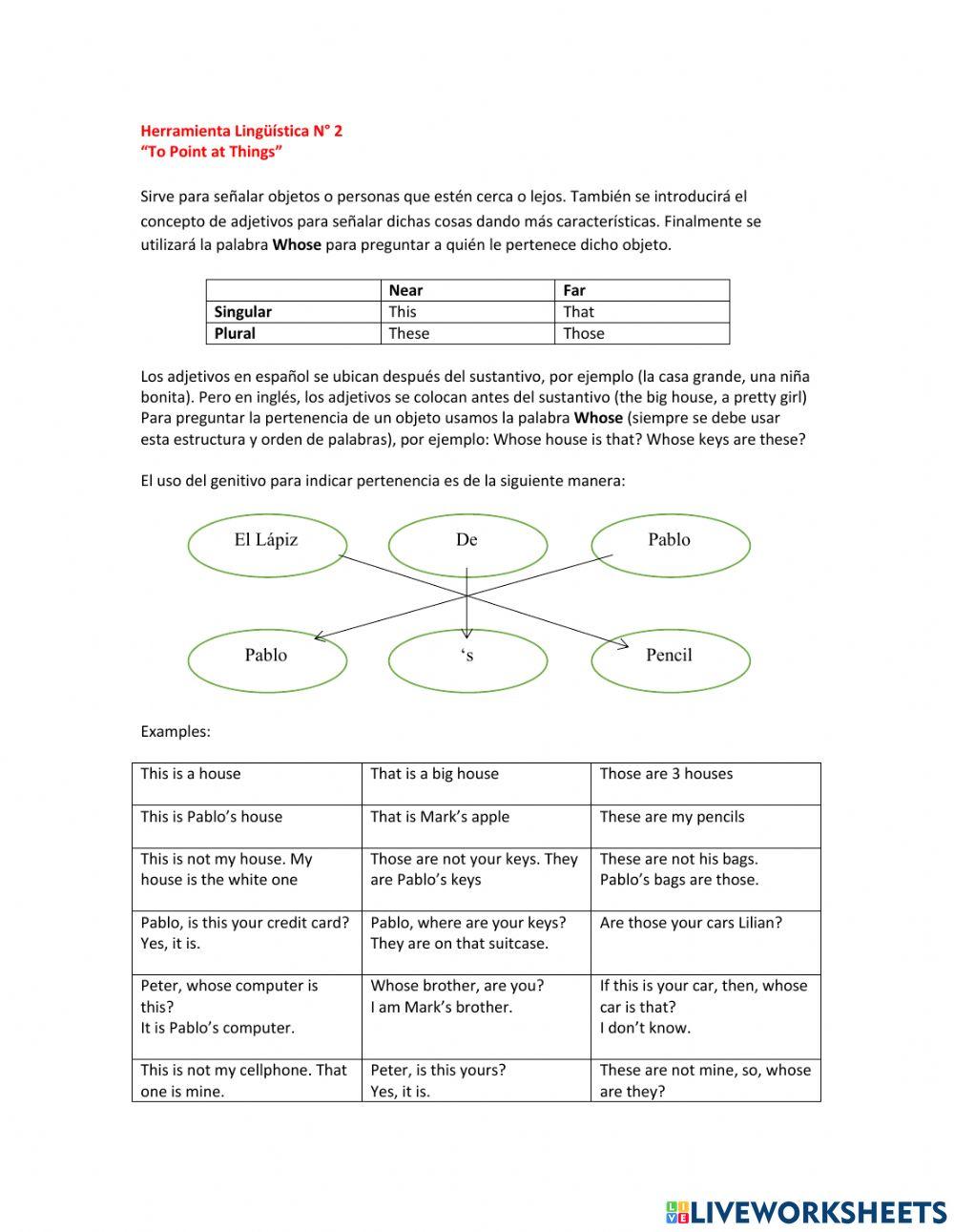 English tools worksheet | Live Worksheets