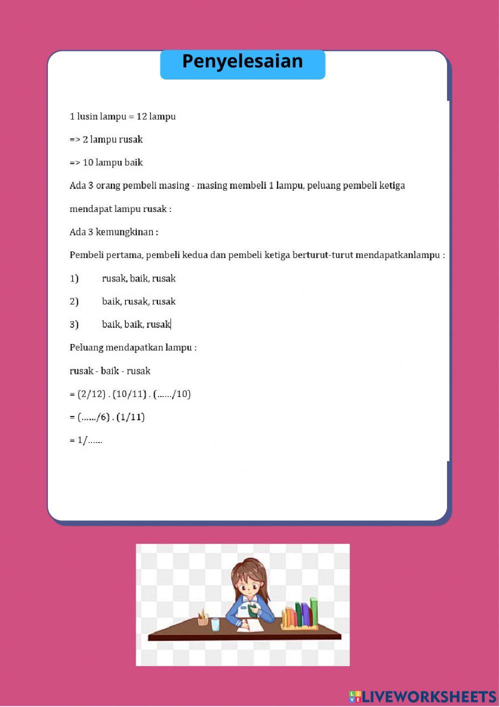 Peluang interactive exercise for 11 | Live Worksheets