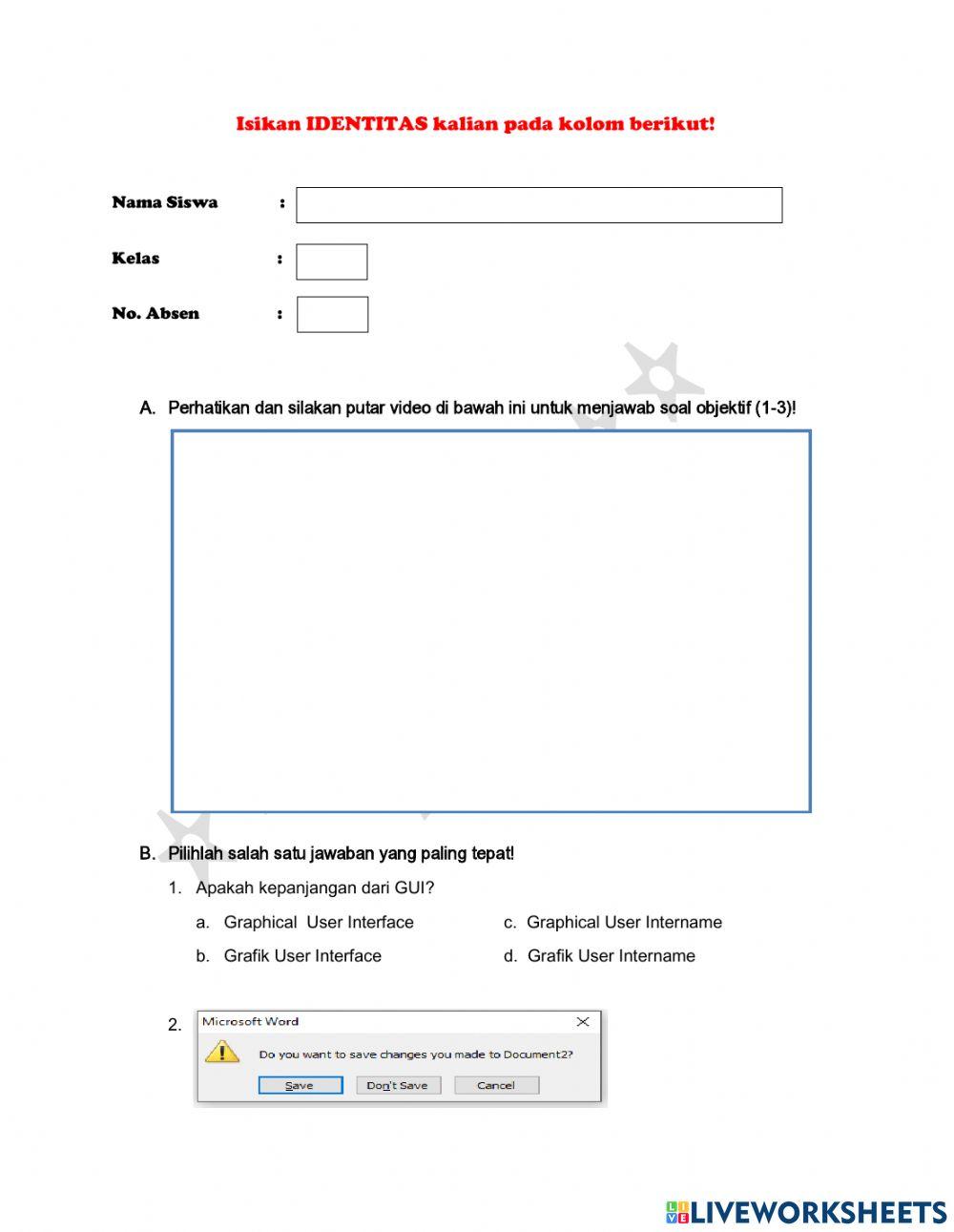 Tik worksheet for 7 | Live Worksheets