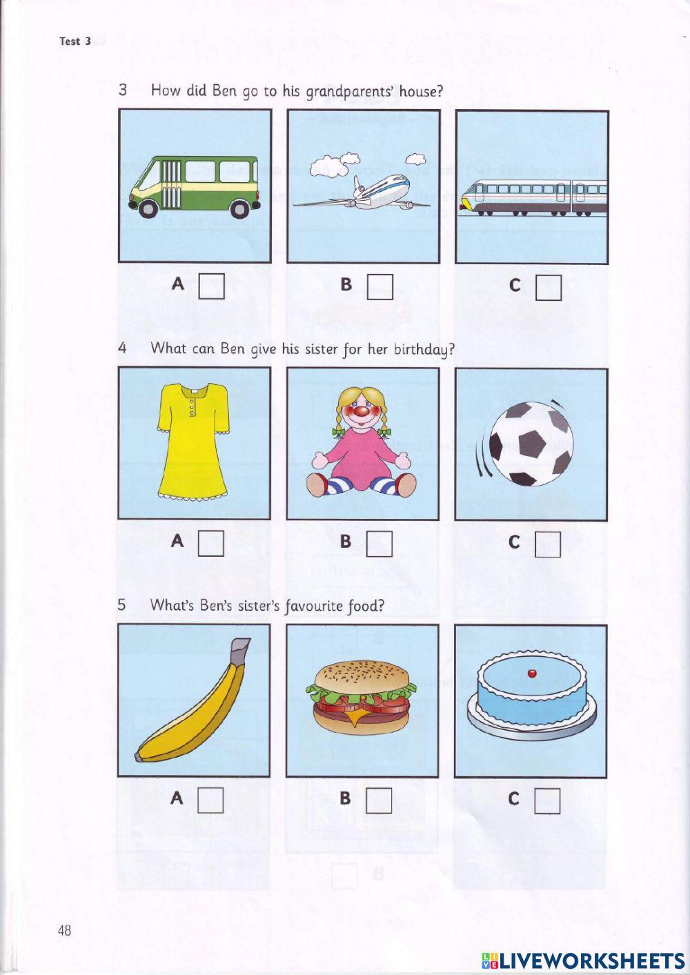 MOVERS 1- TEST … | Free Interactive Worksheets | 2418490