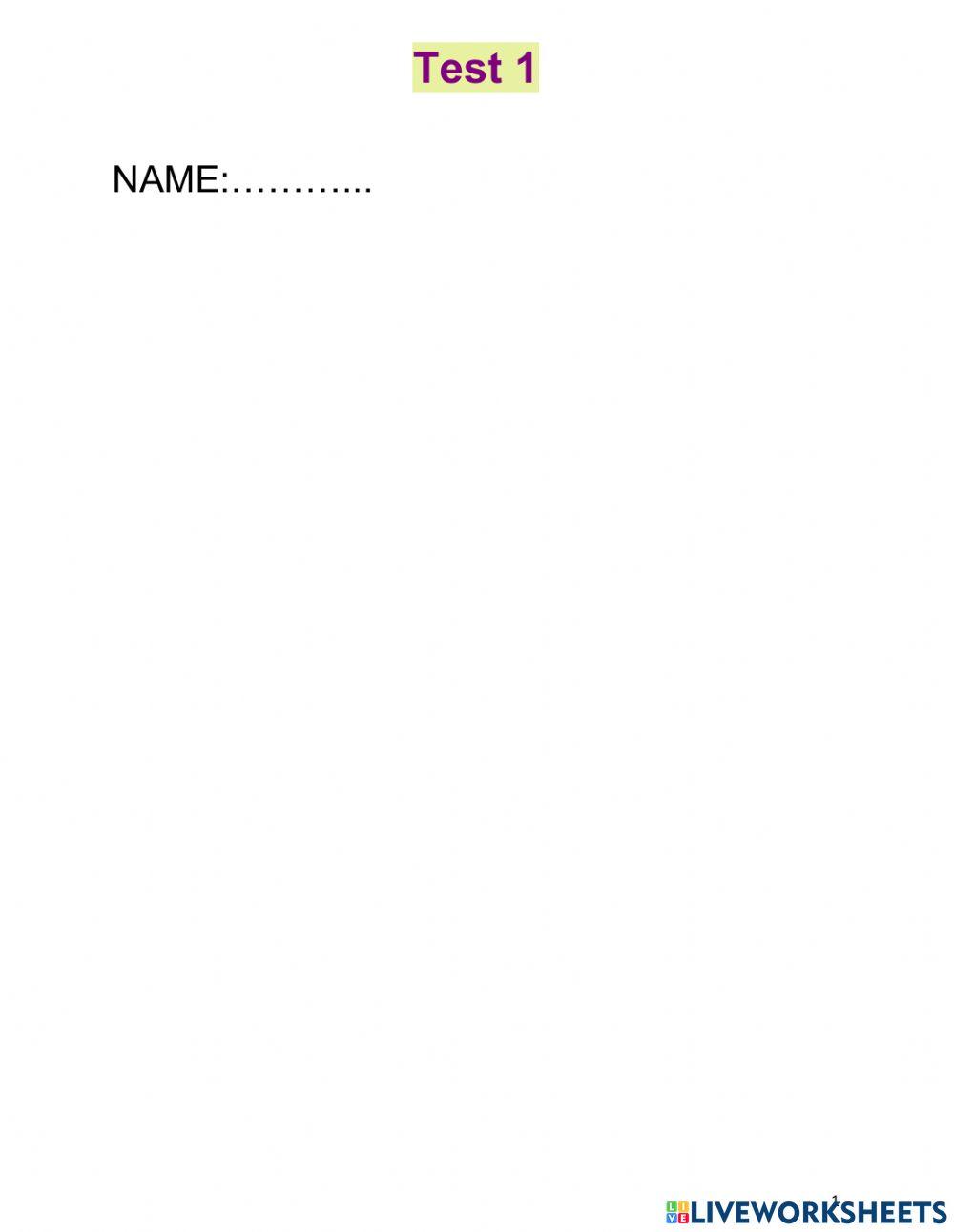M2 -Test 1 worksheet | Live Worksheets