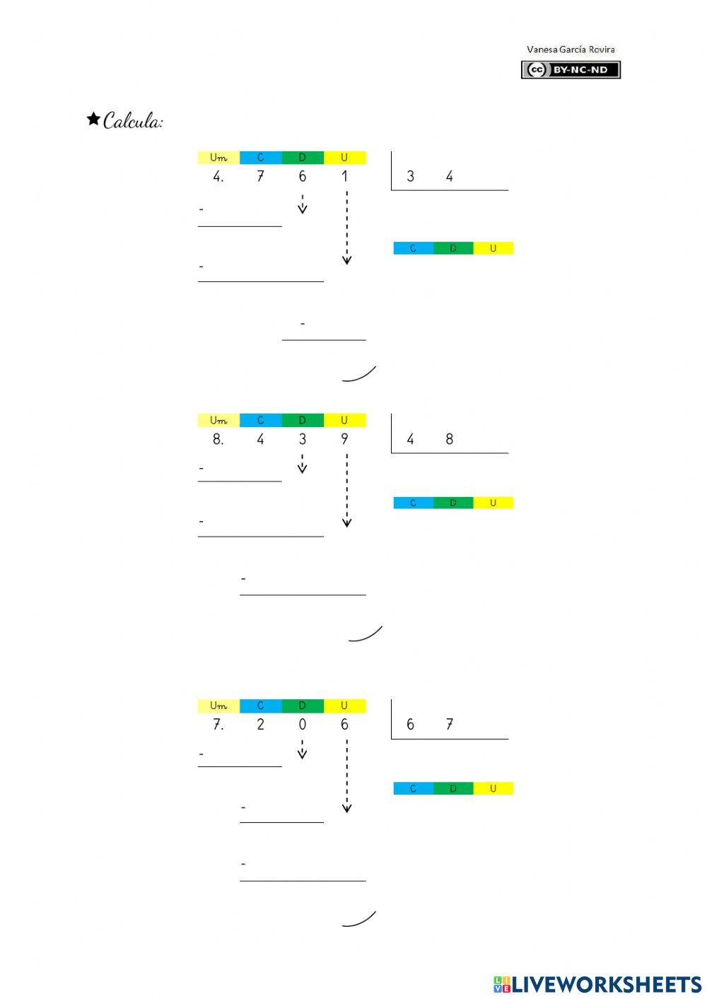 Divisiones - 2 … | Free Interactive Worksheets | 2125516