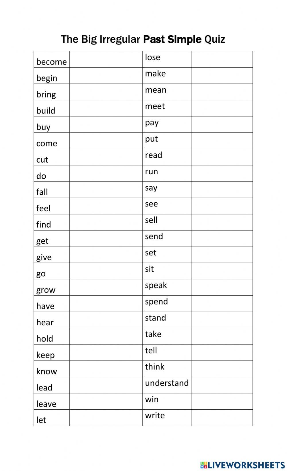 Irregular past simple 2548 | letaylor | Live