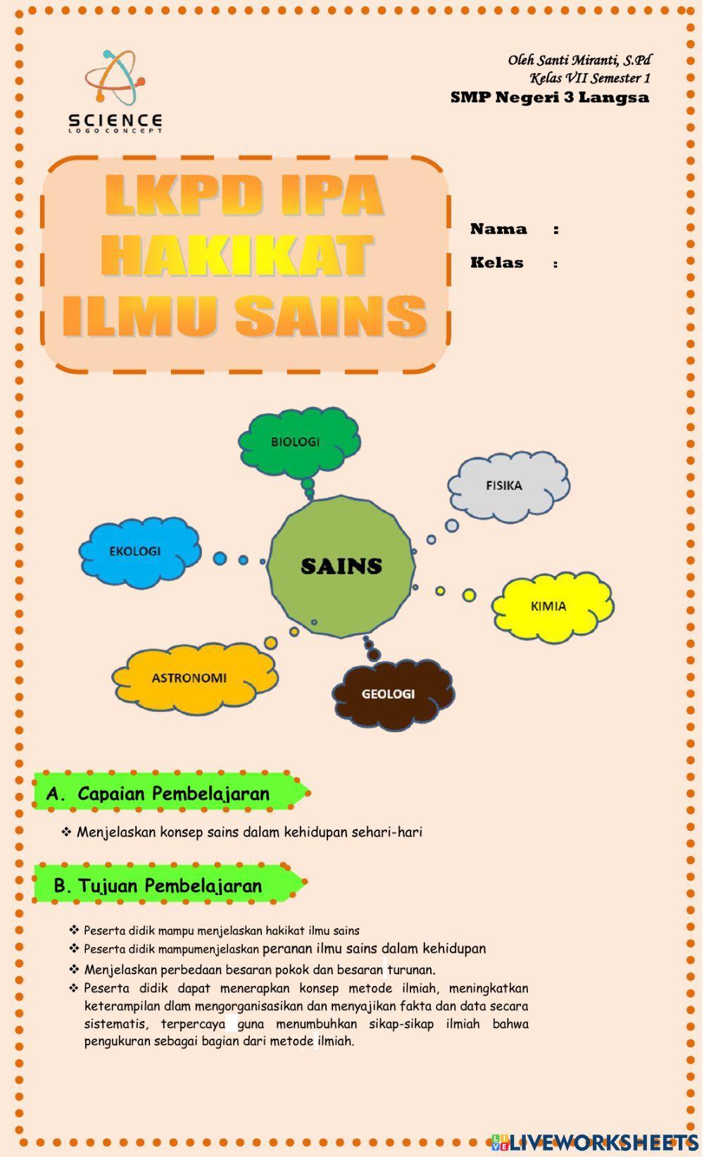 2125696 | Lkpd hakikat ilmu sains | Santi Miranti