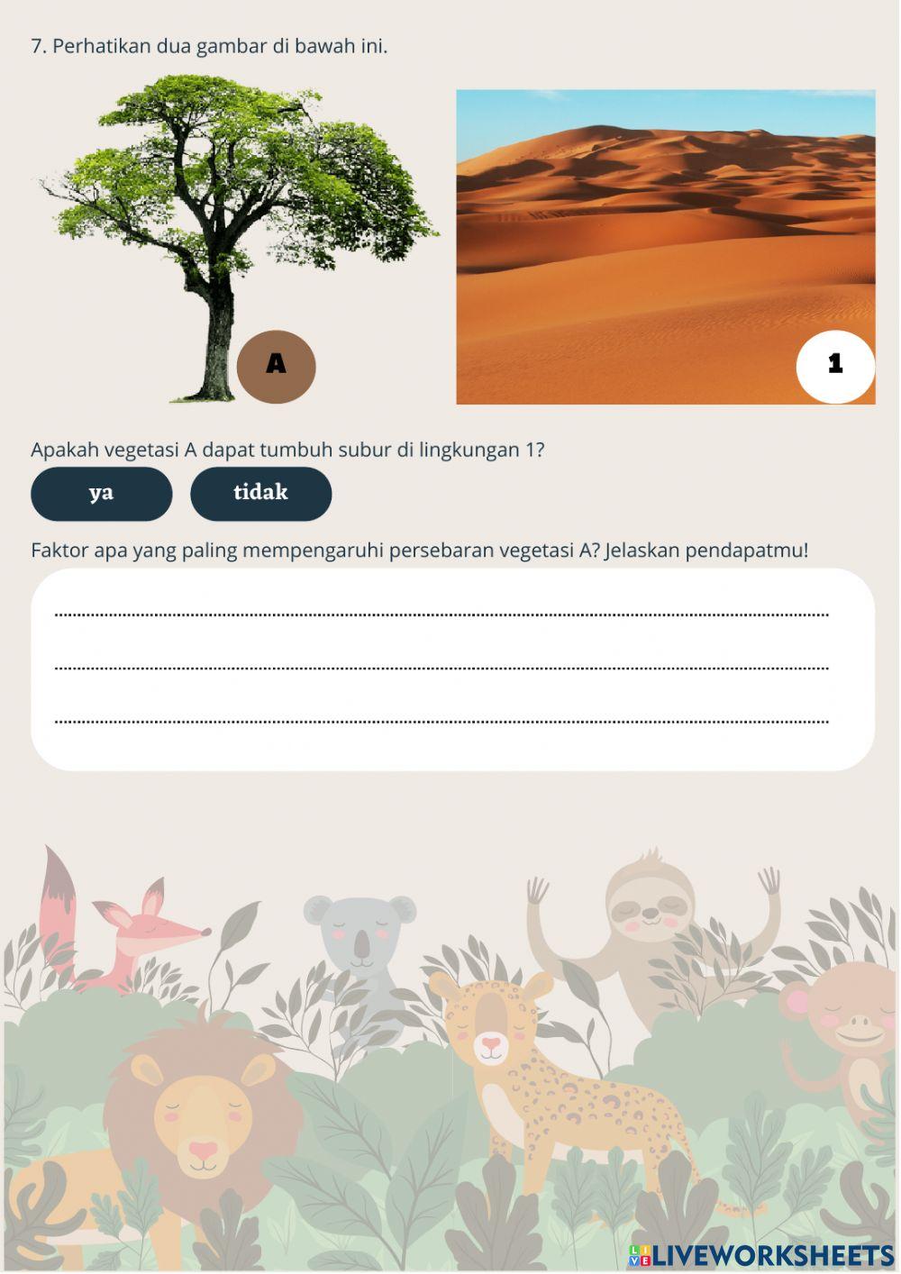 Faktor Persebaran Flora Fauna interactive worksheet | Live Worksheets