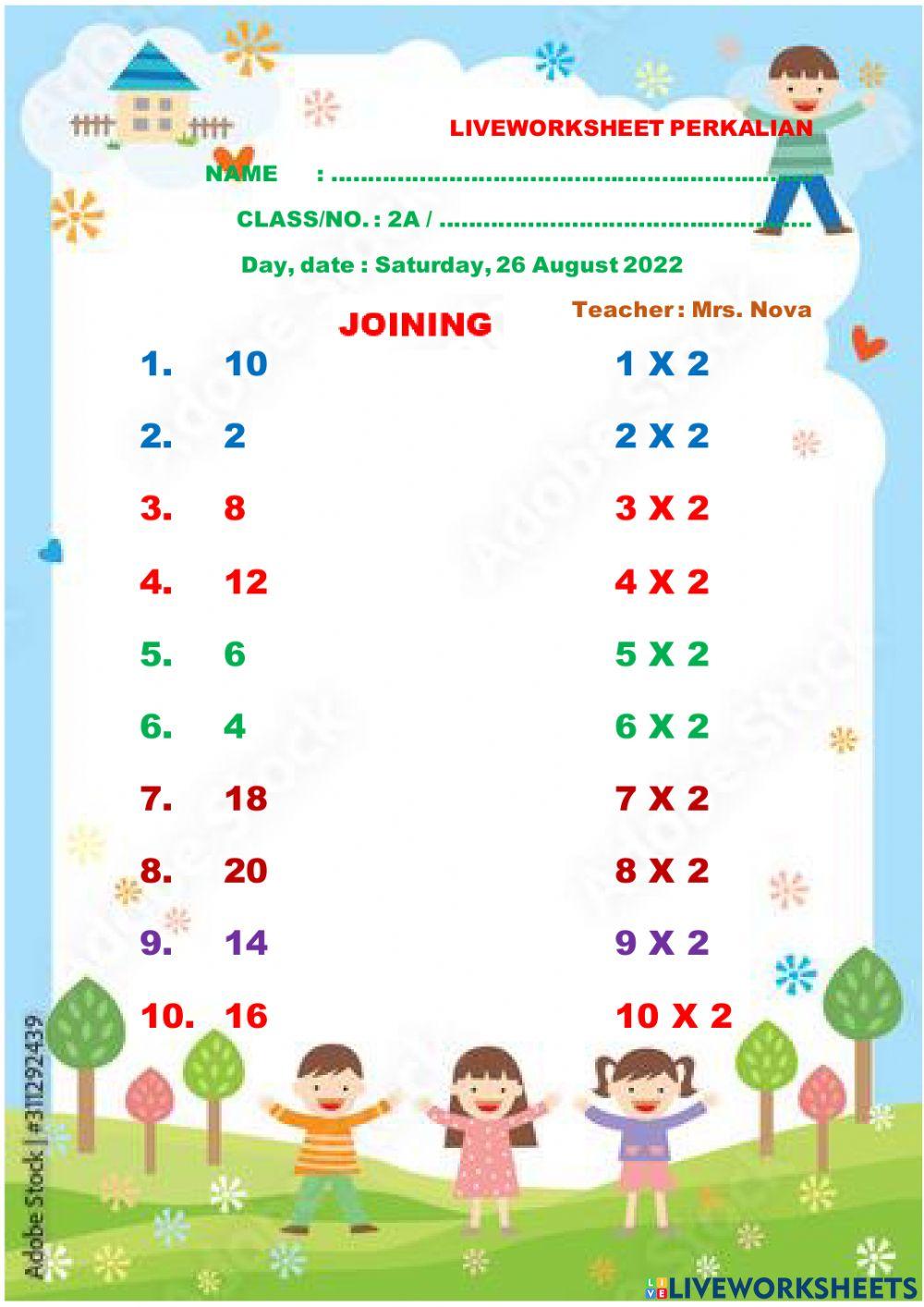 Perkalian activity for Grade 2 | Live Worksheets