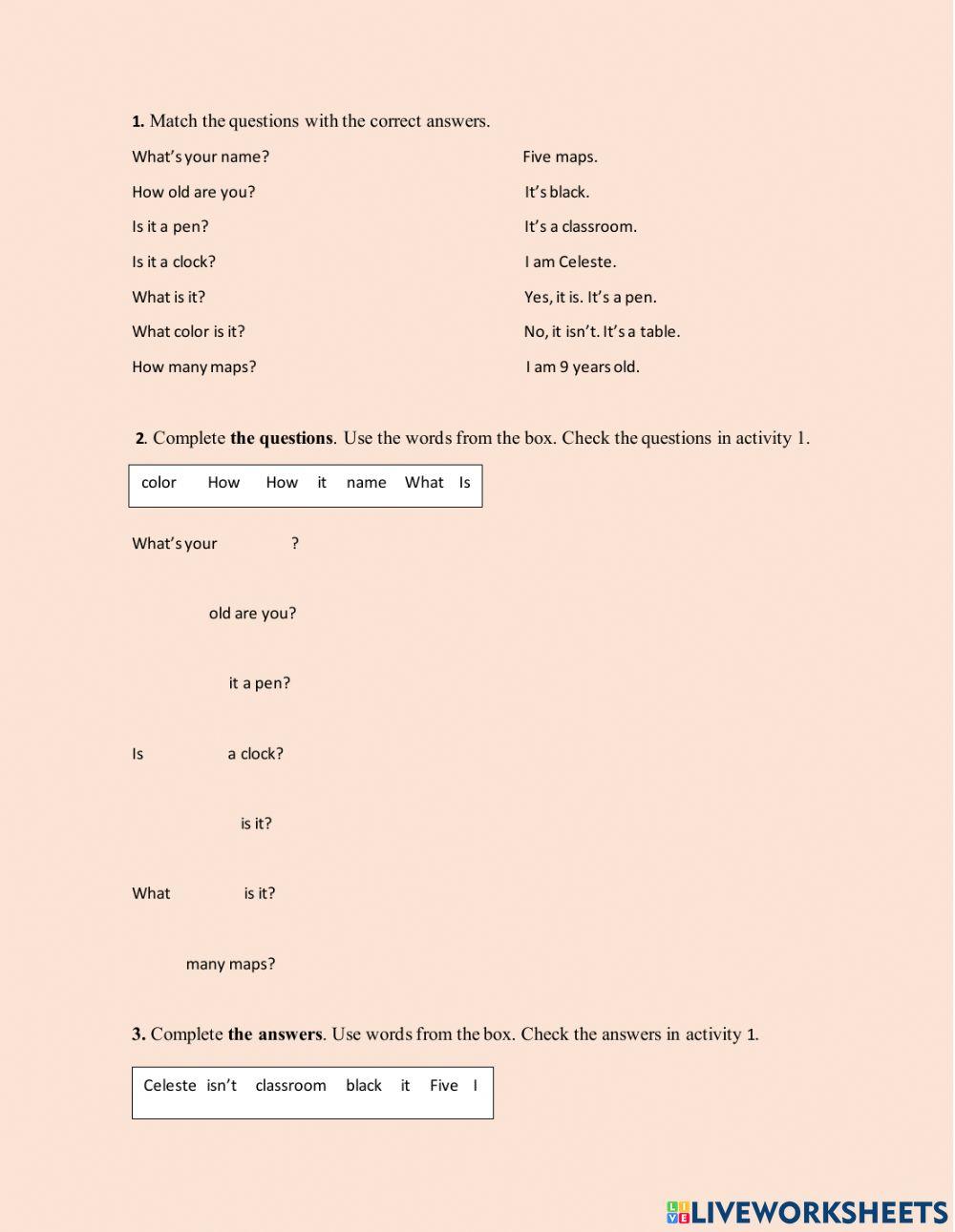 Grammar review interactive worksheet for primary | Live Worksheets