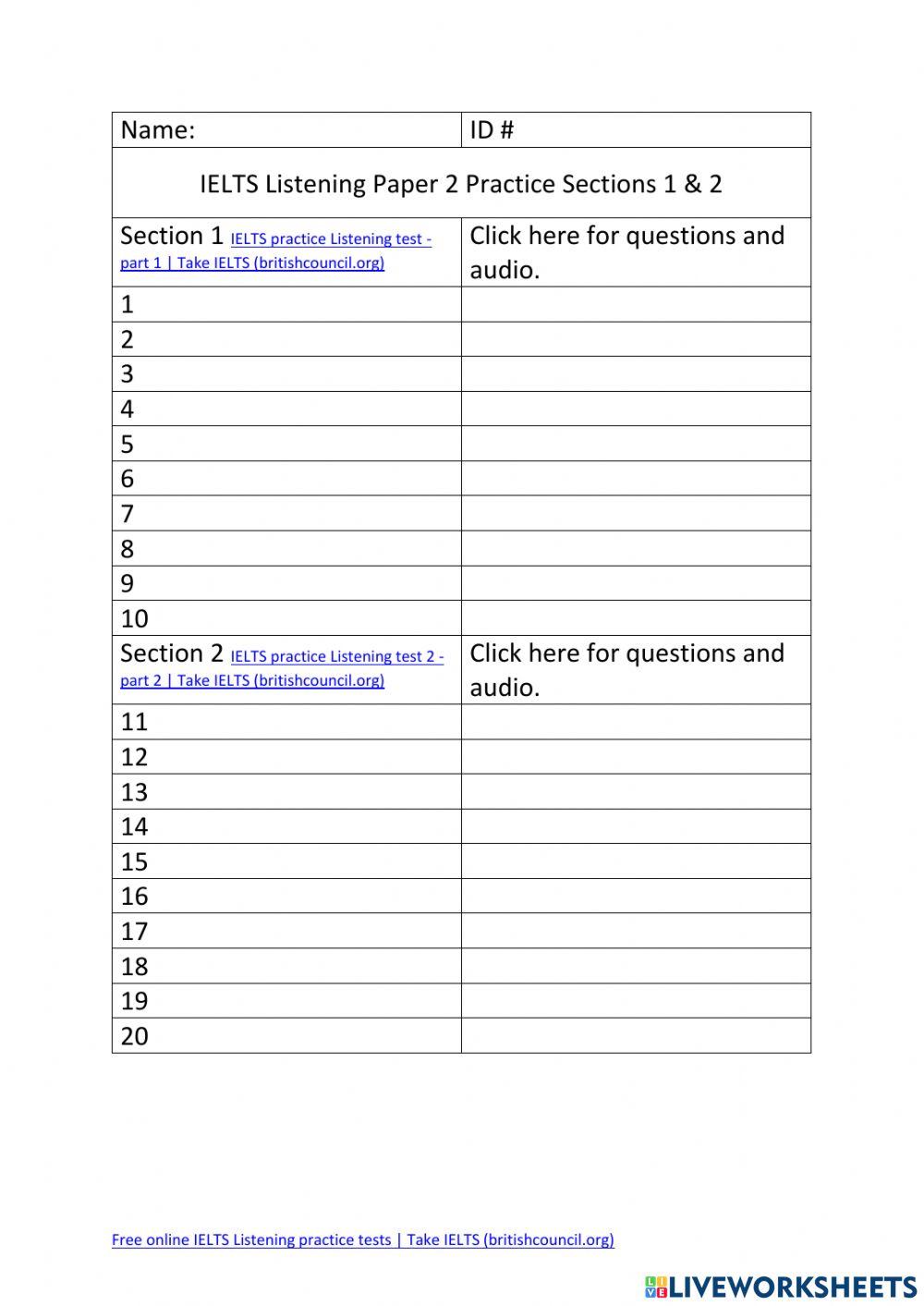 2869165 | IELTS Practice Listening Test - Parts 1 & 2
