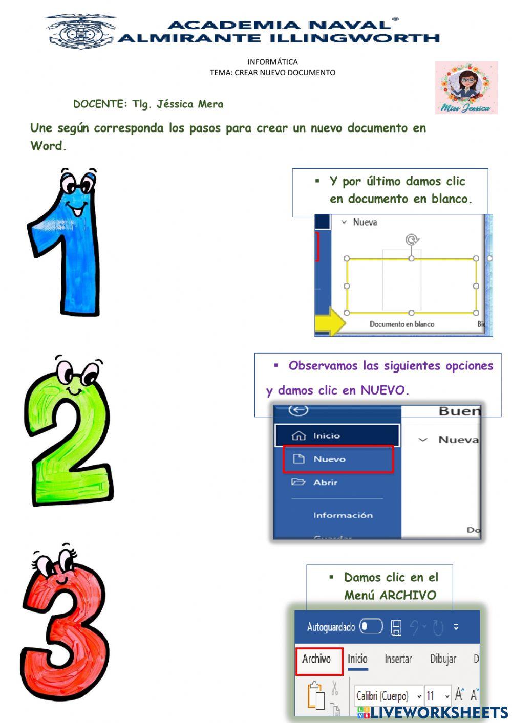 CREAR NUEVO DOC… | Free Interactive Worksheets | 6897014