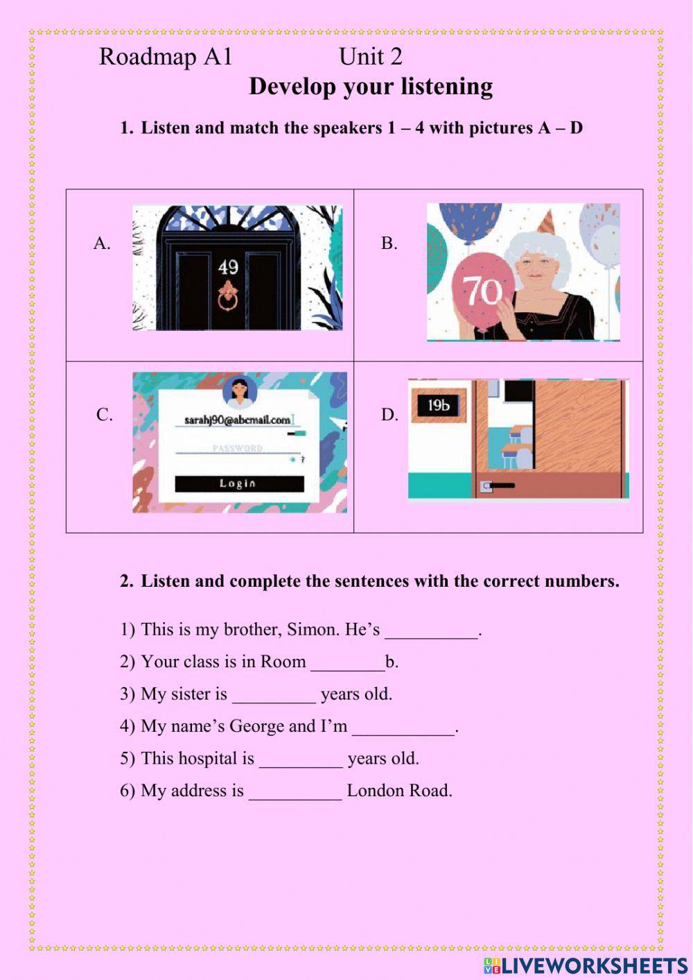 Roadmap A1. Uni… | Free Interactive Worksheets | 2126928