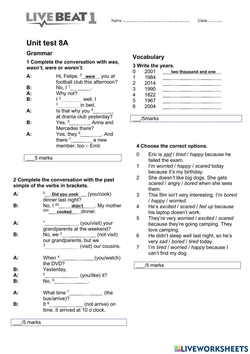 JUNIOR 07-FINAL EXAM online exercise for | Live Worksheets