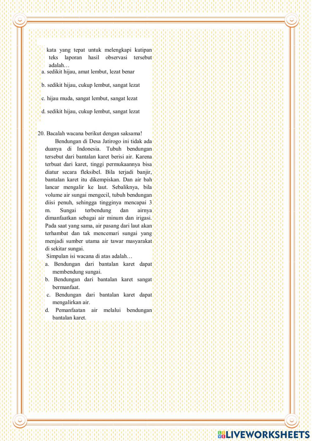 Bahasa indonesia online exercise for 3 | Live Worksheets